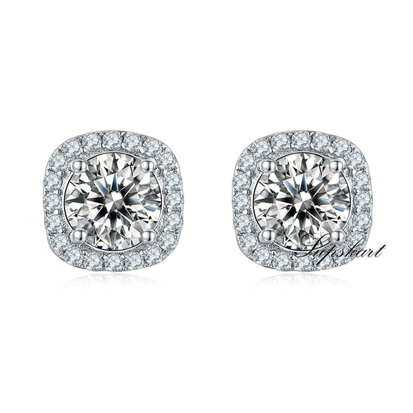 Classic Square CVD Diamond Necklace Stud Jewlery Set - supskart